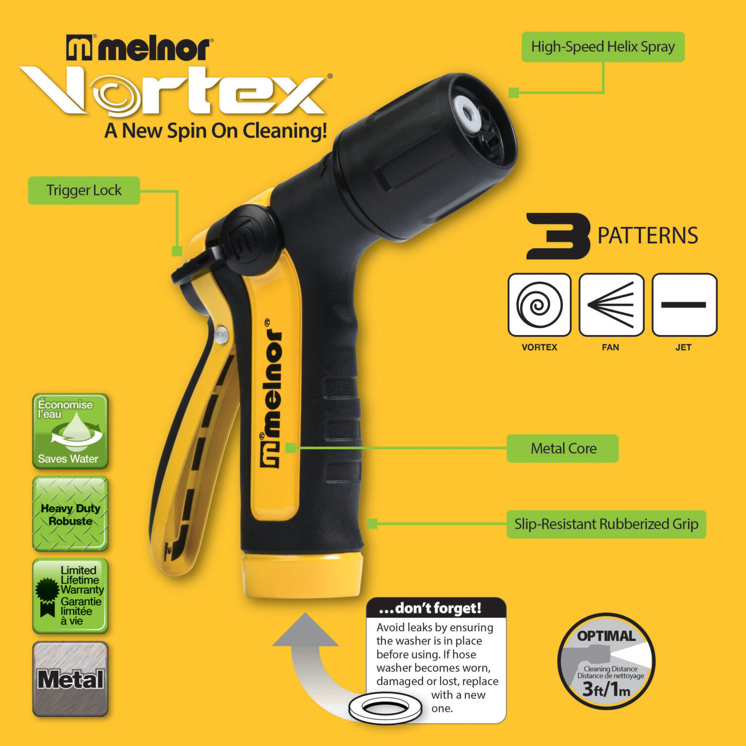 Vortex® 3-Pattern Nozzle | Melnor, Inc.